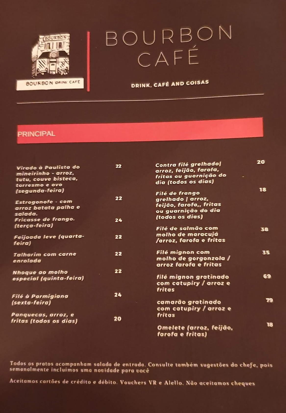Menu at Bourbon gastronomia restaurant, Santos