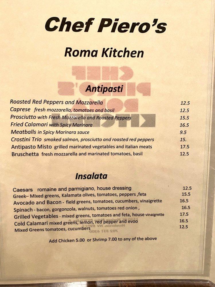 Menu at Chef Piero's Roma Kitchen desserts, Henderson