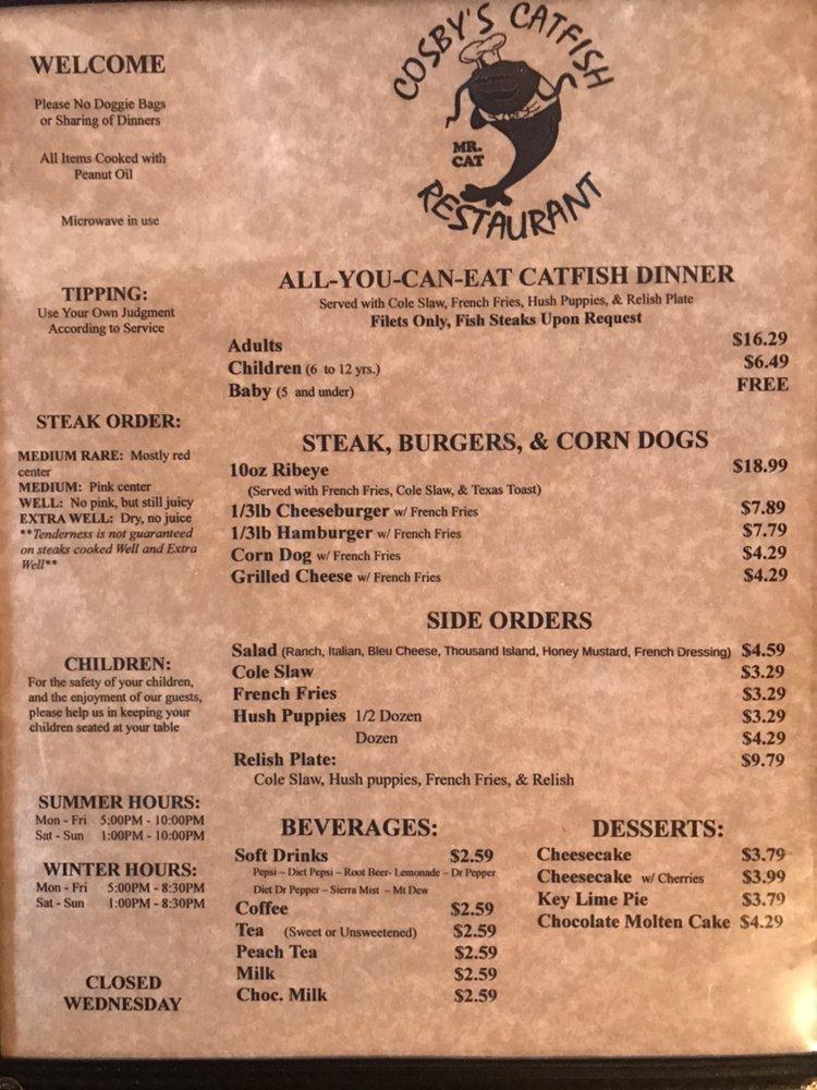 Menu at Cosby's Catfish Restaurant, USA, OK-28
