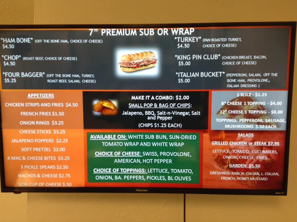 Menu at Friendly Jack's restaurant, East Liverpool