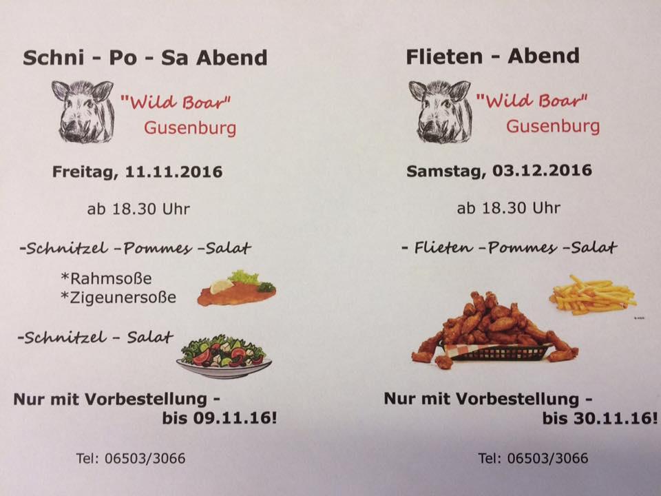 Speisekarte von Gaststätte Wild Boar restaurant, Gusenburg