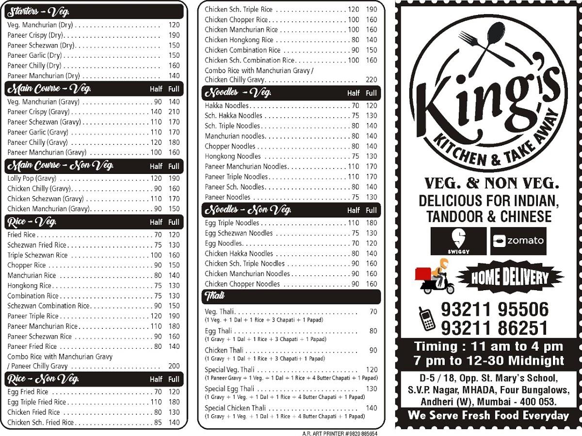 Menu at King's Kitchen And Take Away, Mumbai