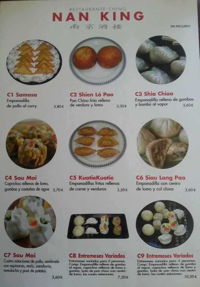 Carta de Restaurante Nan King, Alicante, Calle Deportista Navarro Olcina