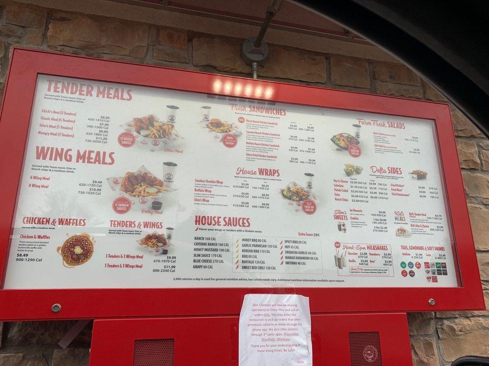 Menu at Slim Chickens restaurant, Norman, Classen Blvd.