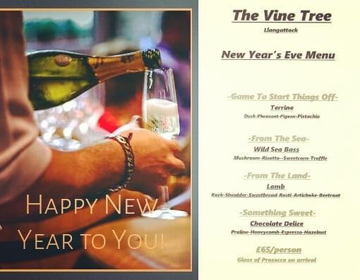 Menu at The Vine Tree Llangattock pub & bar, Crickhowell