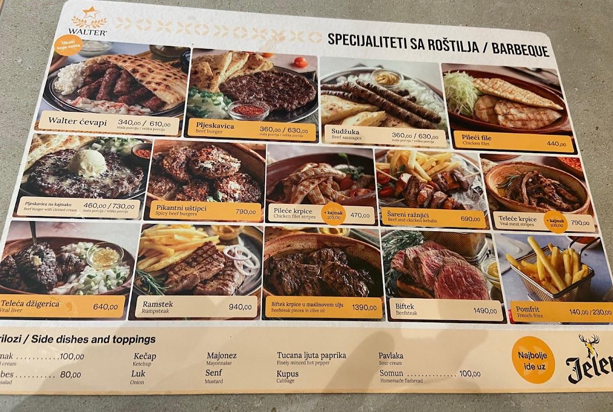 Speisekarte von Walter BBQ, Zlatibor