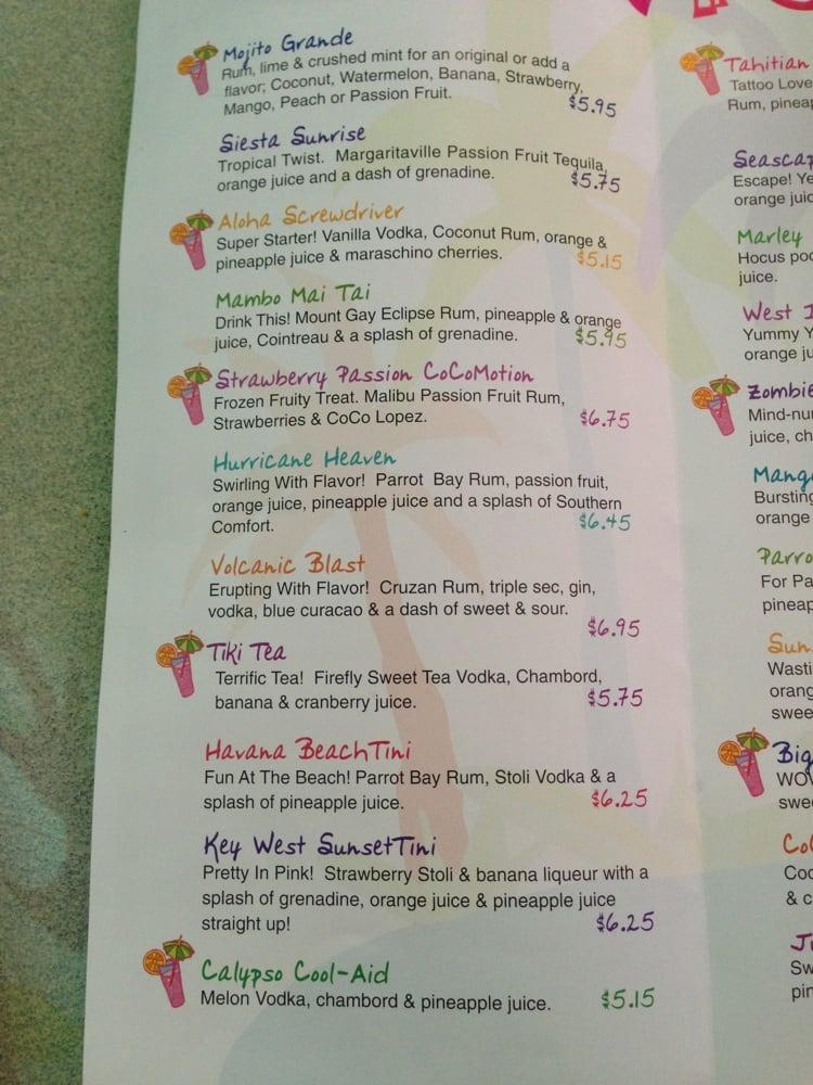 Menu at Flamingo Row restaurant, Paducah