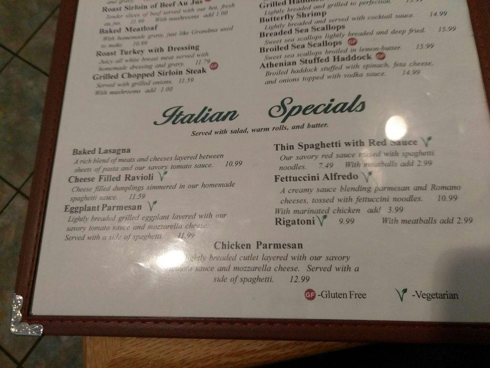 Menu at Park Diner restaurant, Binghamton