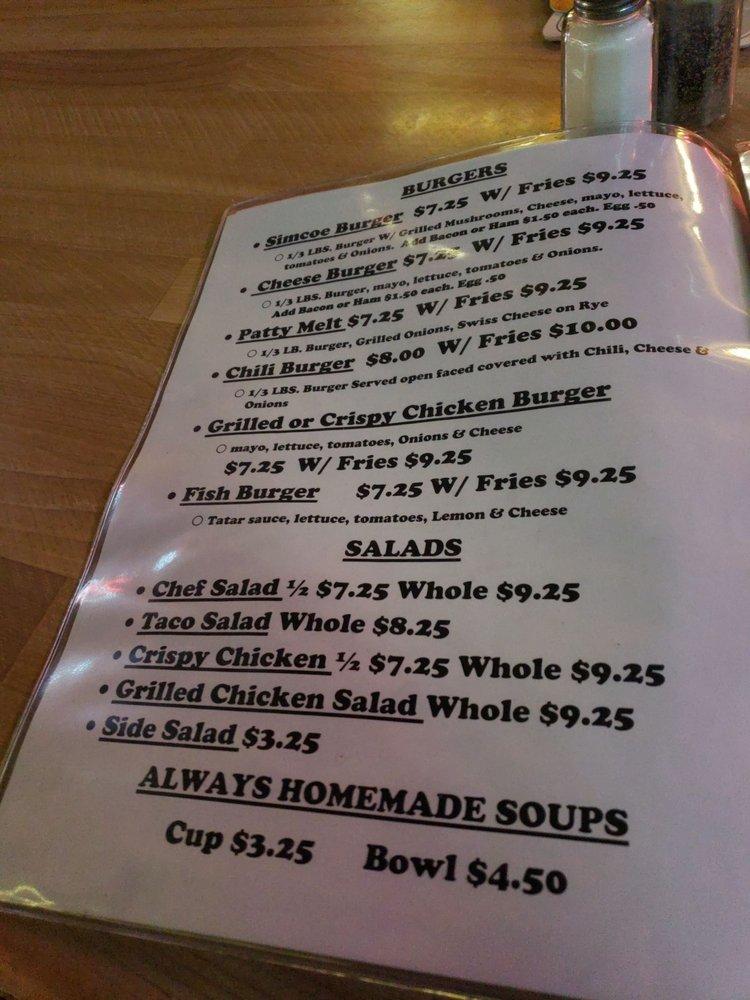Menu at Simcoe Cafe, Goldendale