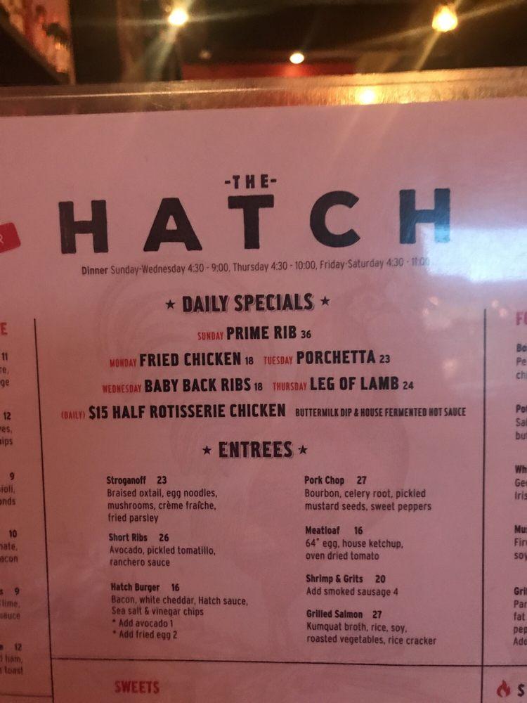 Menu at The Hatch Rotisserie & Bar, Paso Robles