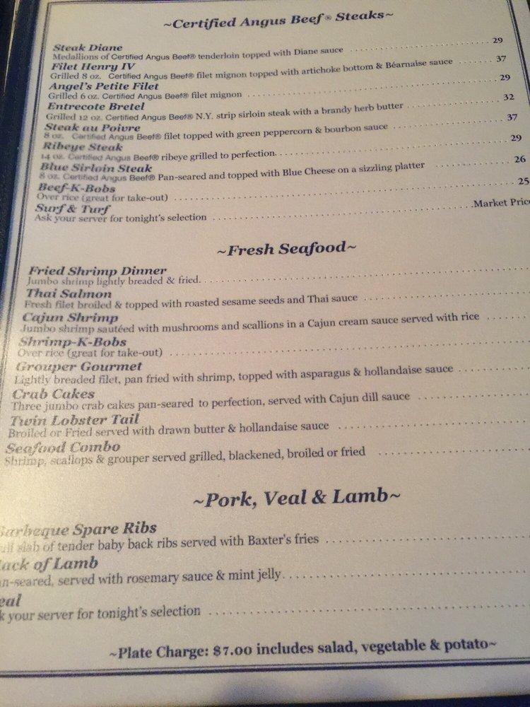 Menu at Baxter's Restaurant, Fernandina Beach