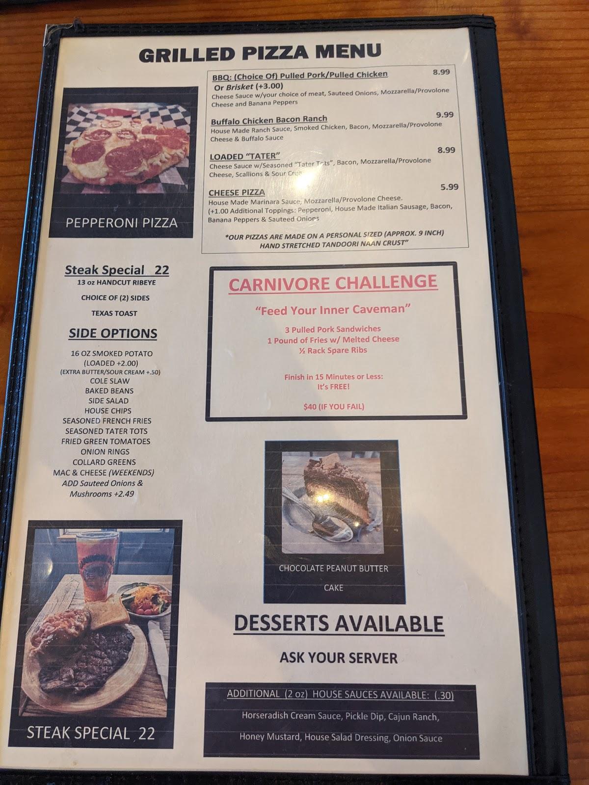 Menu at Carnivore BBQ, Hamlin