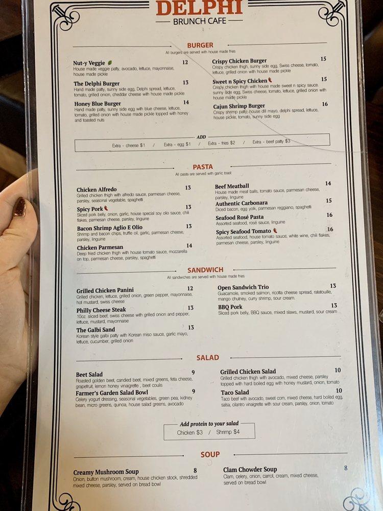 Menu at Delphi Cafe, Langley Township