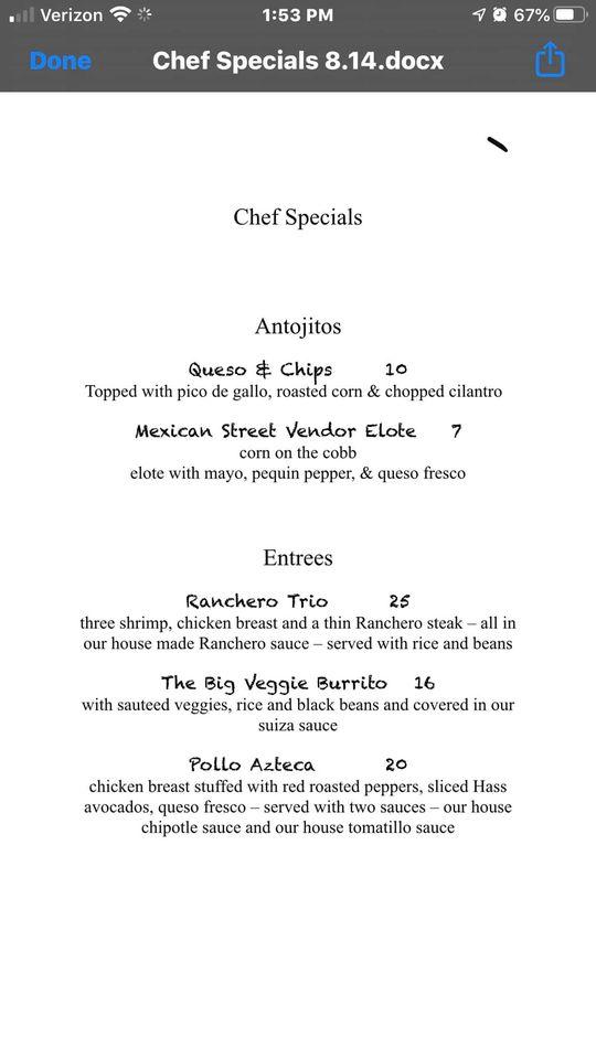 Menu at Don Carmelo's Mexican Grill & Tequila Bar, Norwalk