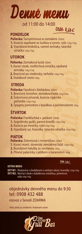 Speisekarte von Georg Grill Bar Sereď, Sereď