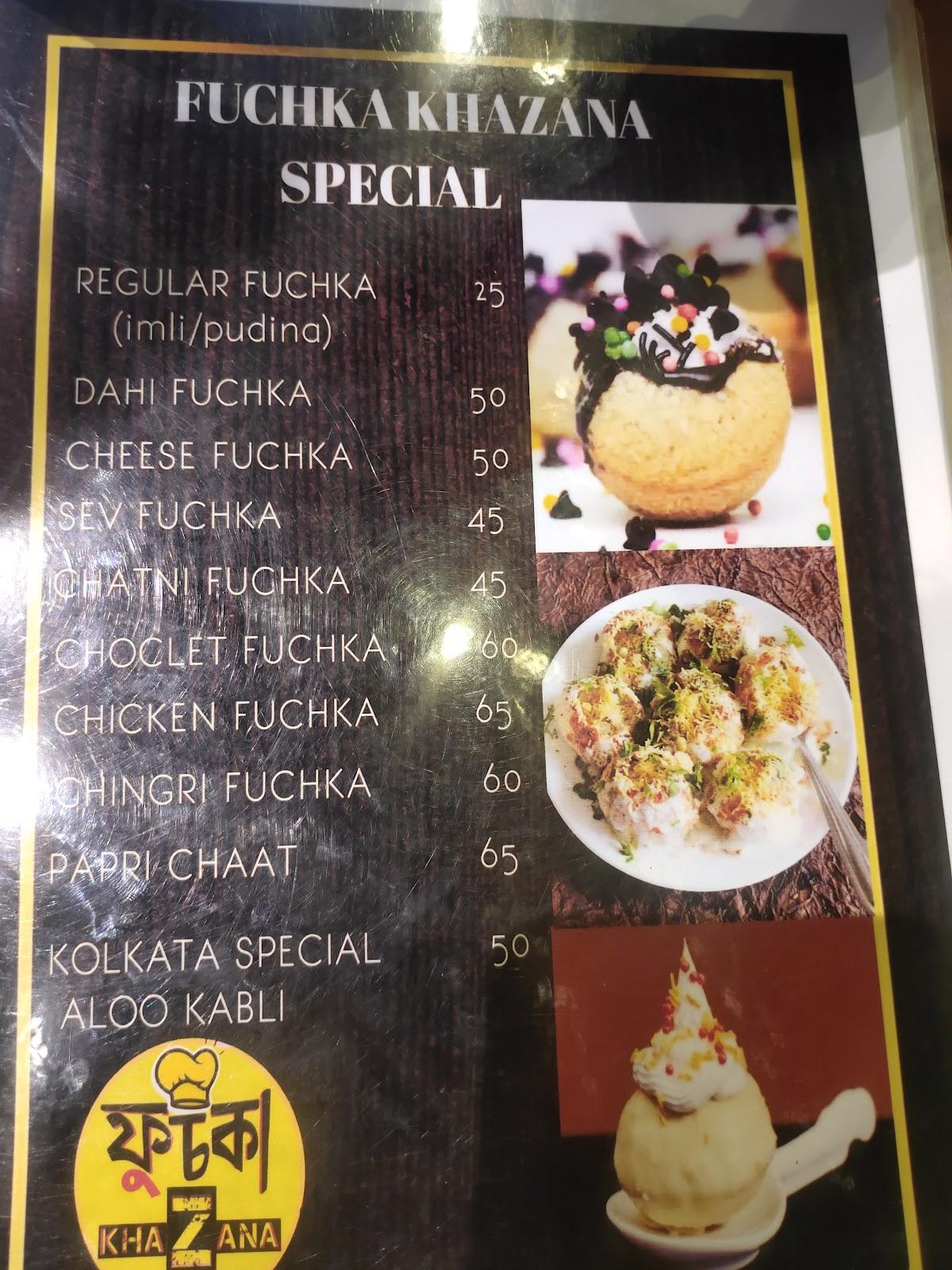 Menu at Fuchka Khazana, Diamond Harbour