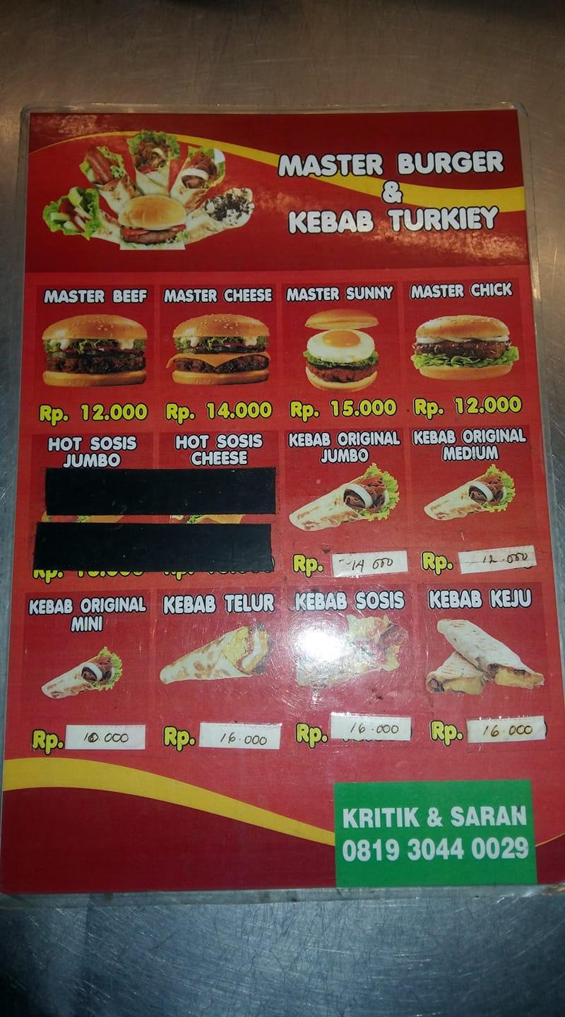 Menu at Master Burger & Kebab Turkiey restaurant, Weleri