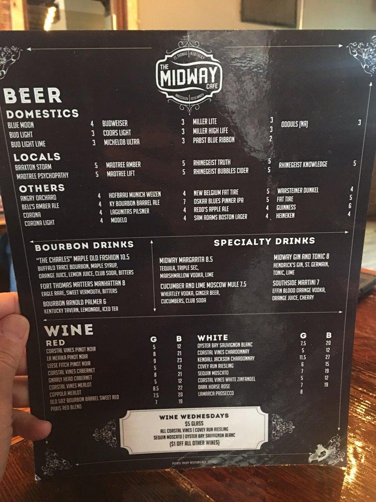 Menu at Midway Cafe, Fort Thomas