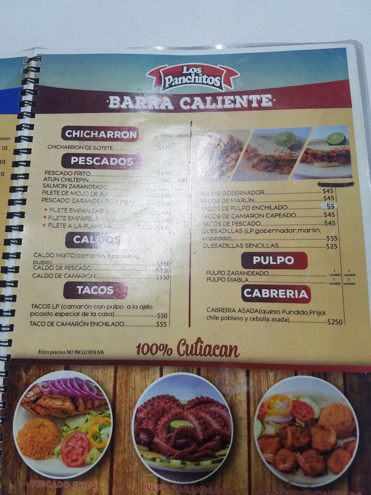 Carta de Panchitos Restaurant, Mexicali