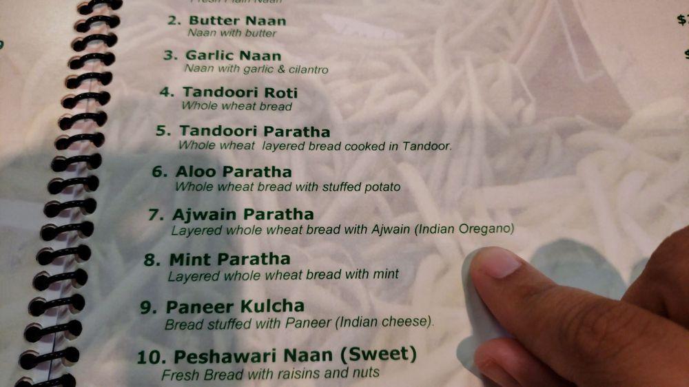 Menu at Sattva Indian restaurant, Aliso Viejo