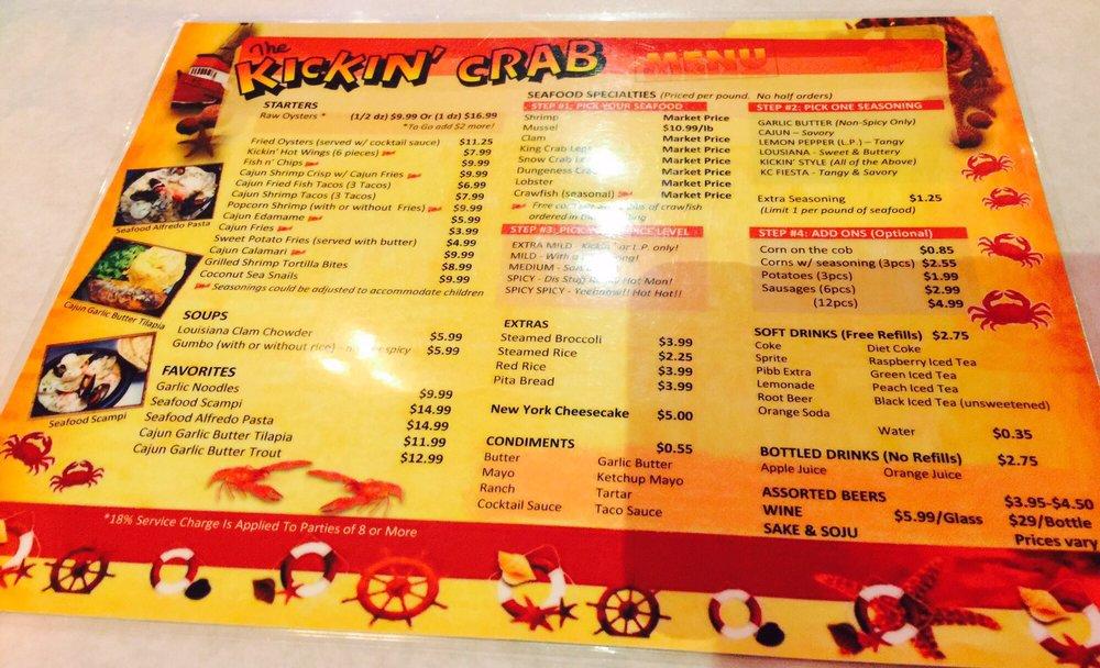 Menu at The Kickin' Crab restaurant, Chino Hills