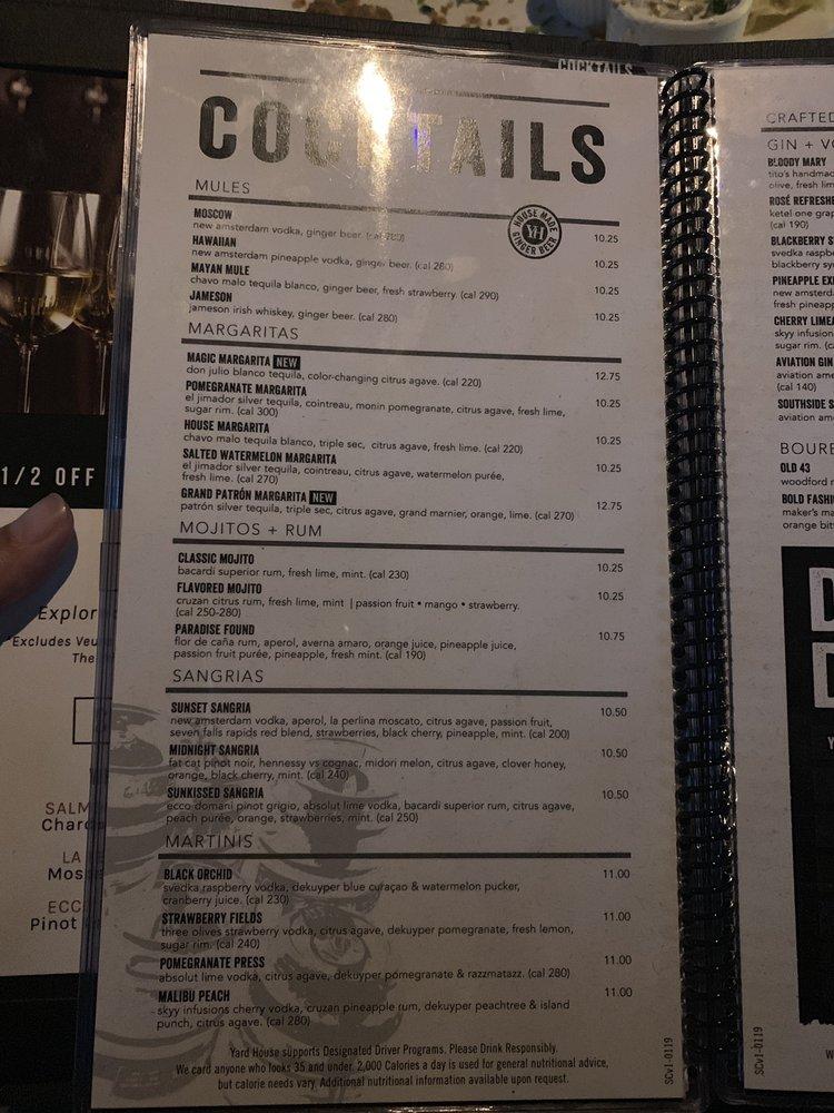Menu at Yard House pub & bar, Concord