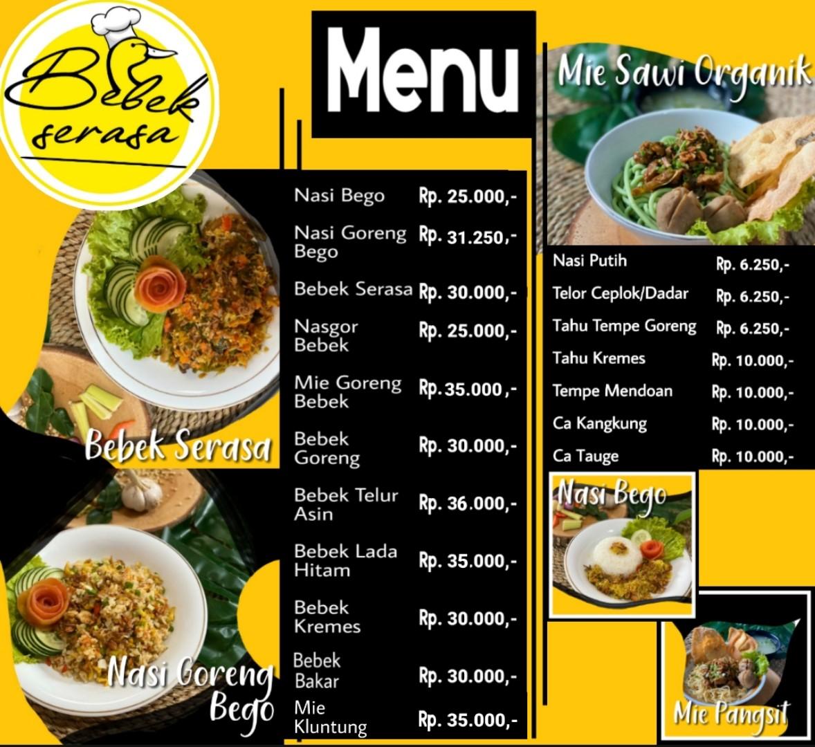 Menu at Bebek serasa pusat restaurant, Surabaya