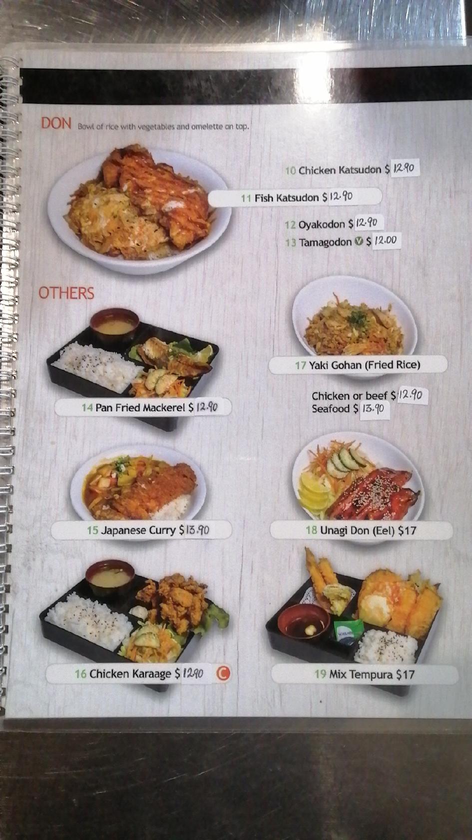 Menu at Furusato Japanese Food restaurant, Willetton, next to Hoyts
