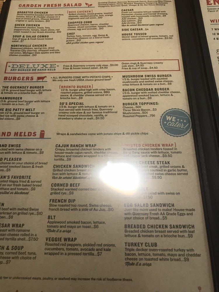 Menu at Guernsey Farms Dairy restaurant, Northville