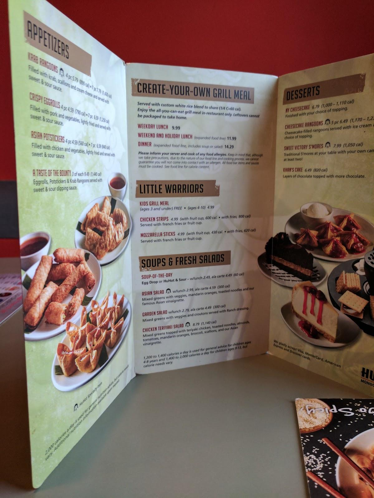 Carta del restaurante HuHot Mongolian Grill, Coralville