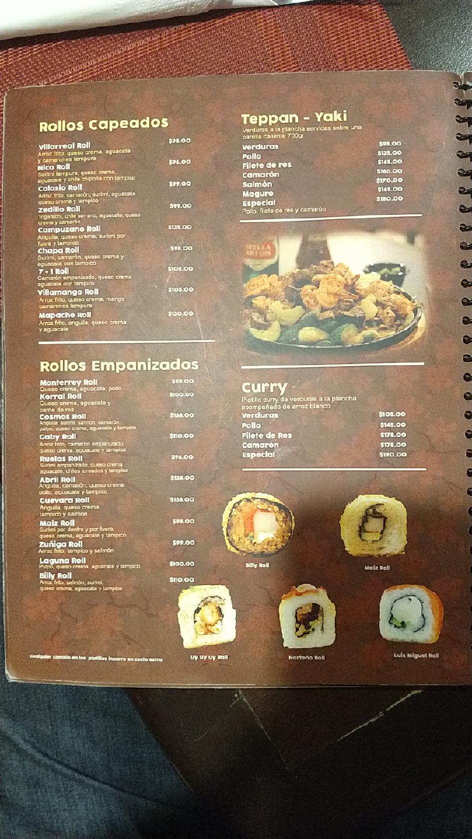 Menu at Koto Sushi Bar Gómez, Gómez Palacio