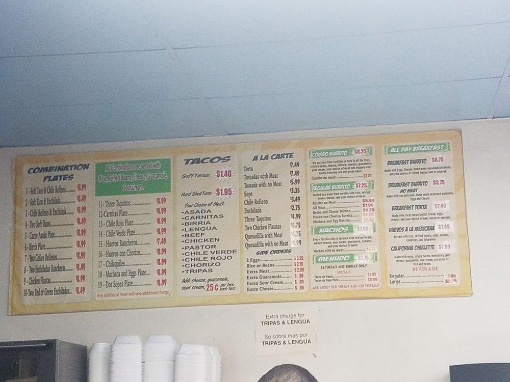 Menu at Las Marias restaurant, Monrovia