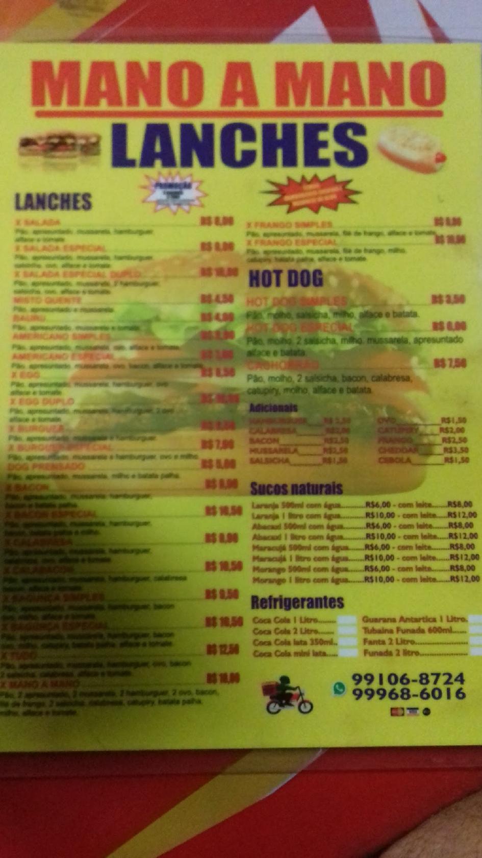 Menu em Mano A Mano pub & Bar, Campo Grande