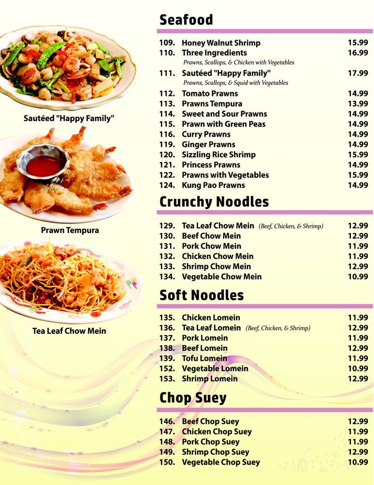 Menu at Tea Leaf 2 restaurant, Lacey