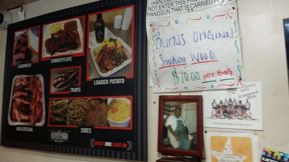 Menu at Burns Original BBQ, Houston, De Priest St