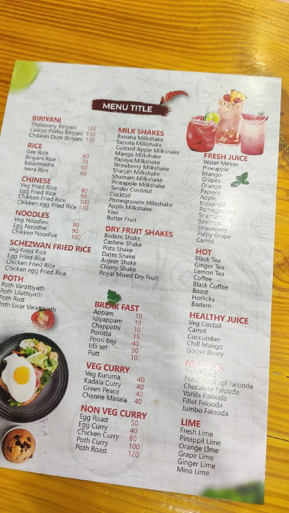 Menu at Calicut FoodBook, Bengaluru