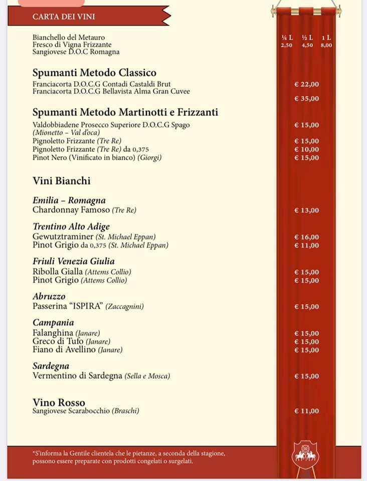 Menu da Ristorante Cavalieri Spiaggia, Rimini