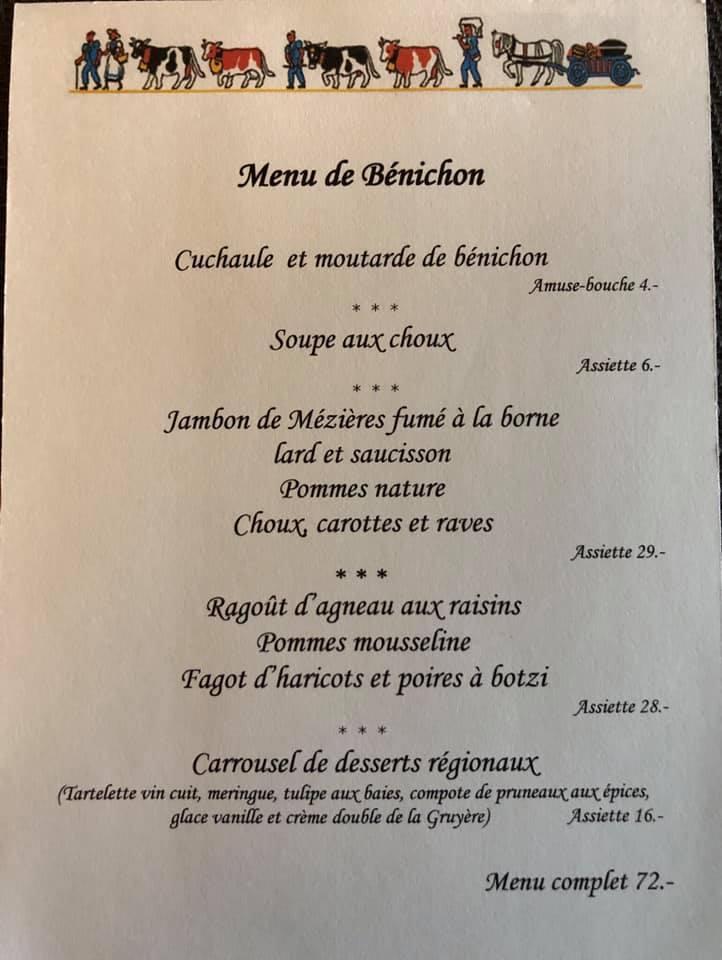 Speisekarte von Cheval blanc, Bulle FR