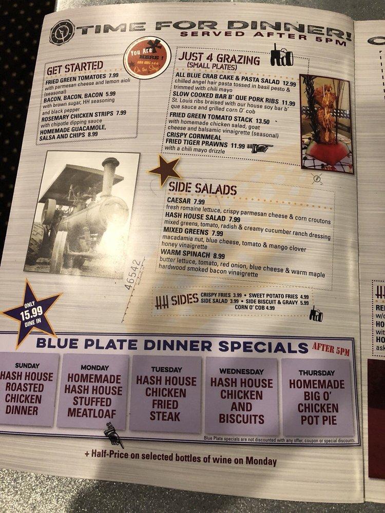 Menu at Hash House A Go Go restaurant, Orlando