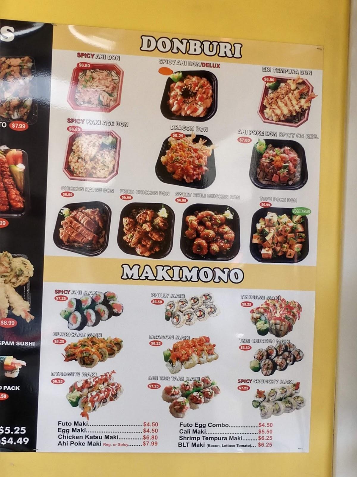 Menu at Kozo Sushi restaurant, Honolulu, S King St