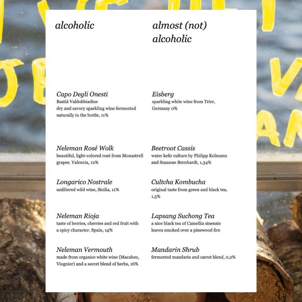 Menu at Mediamatic ETEN, Amsterdam