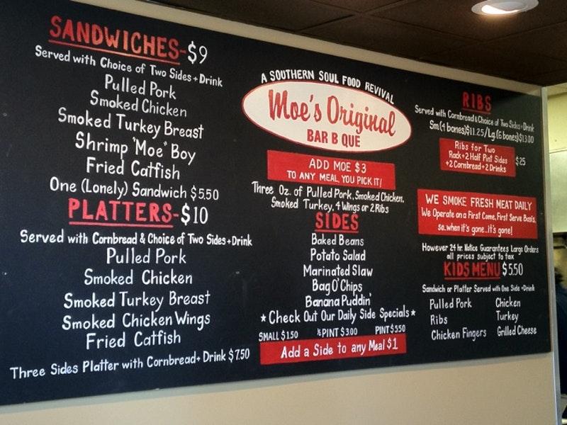 Menu at Moe's Original BBQ Restaurant & Catering - Bangor, Bangor