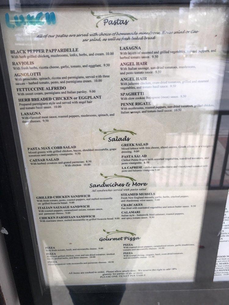 Menu at Pasta Max Cafe, McDonough