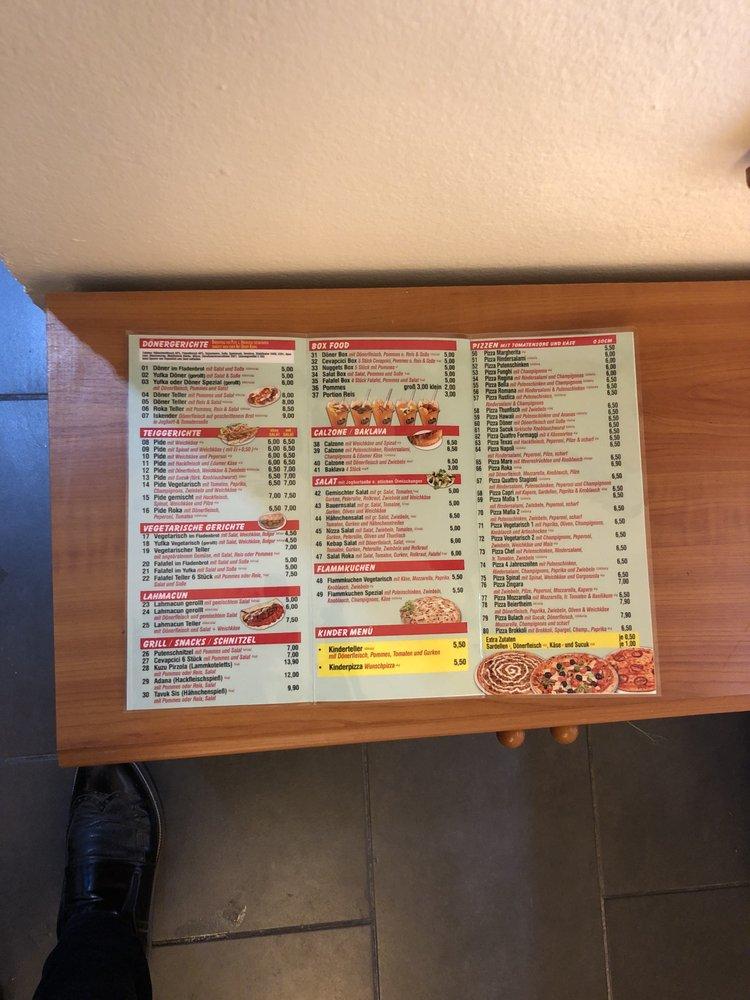 Menu at Roka pizzeria, Karlsruhe
