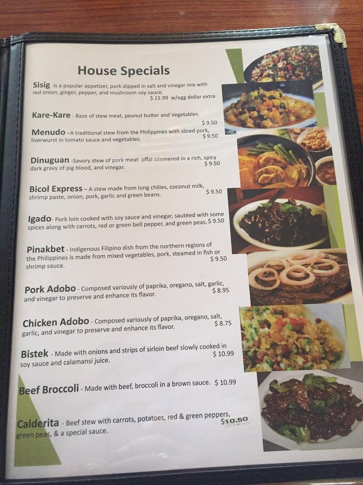 Menu at Ruby-Gin Filipino Restaurant, Pensacola, 2 N Old Corry Field Rd