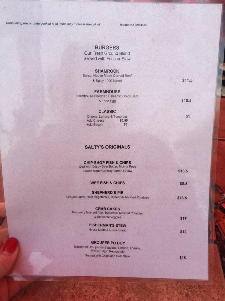 Menu at SALTY SHAMROCK IRISH PUB, Apollo Beach, N U.S. Hwy 41