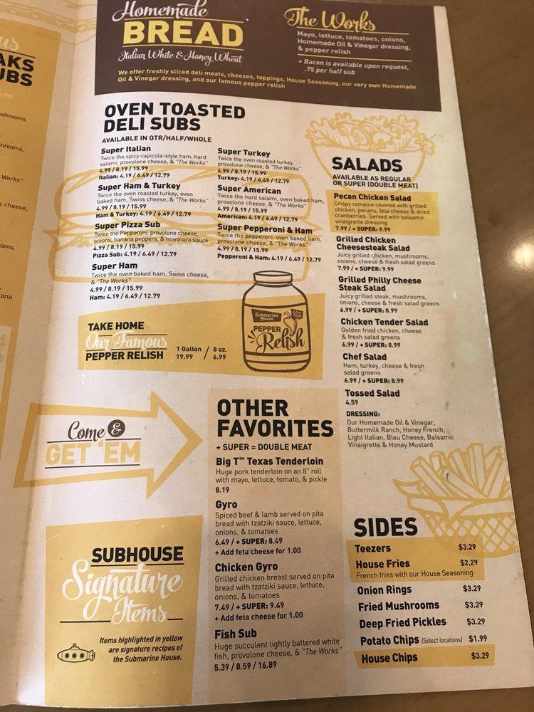 Menu at Submarine House pub & bar, Dayton, N Dixie Dr