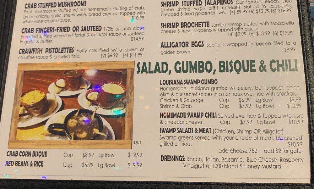 Menu at Swamp shack restaurant, Friendswood