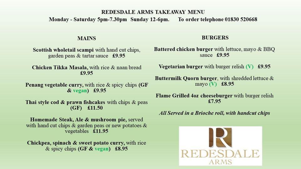 Menu at The Redesdale Arms pub & bar, Rochester