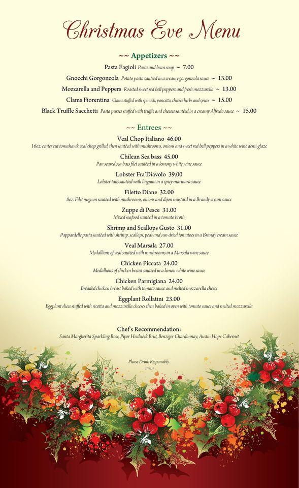 Menu at Villa Gallace restaurant, Indian Rocks Beach